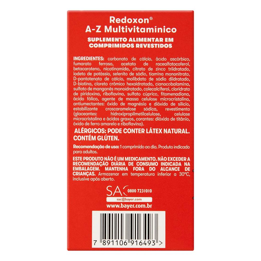 Suplemento Alimentar Redoxon A-Z Todo Dia 60 Comprimidos Revestidos ...