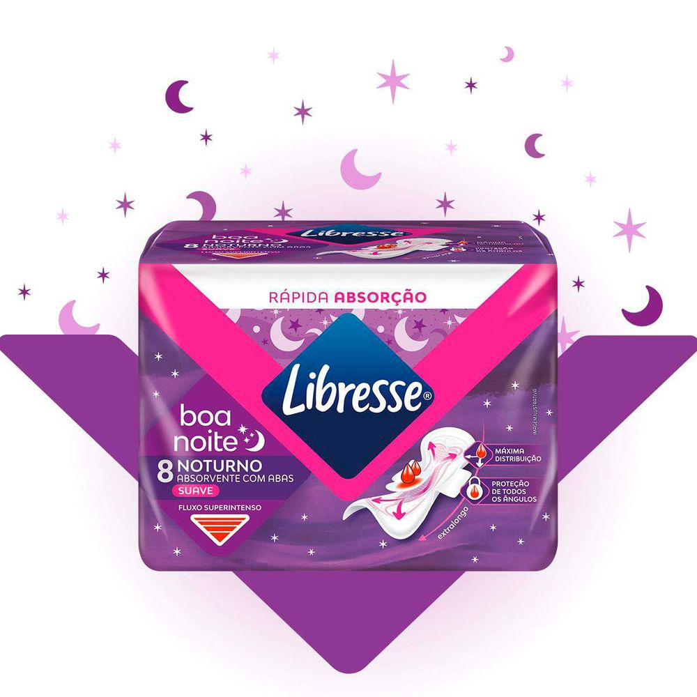 Absorvente Libresse Noturno Boa Noite Com Abas 8 Unidades - Drogaria ...