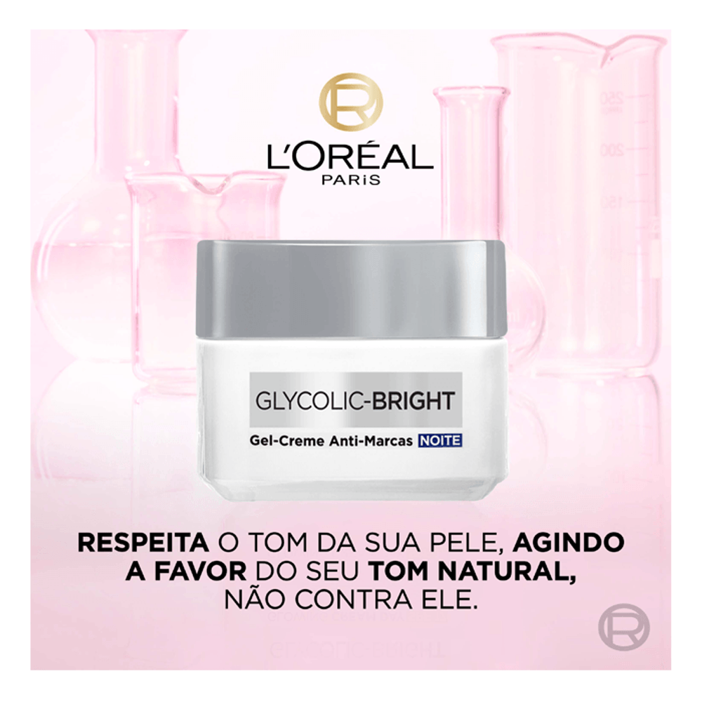 Gel-Creme Facial Antimarcas Noite L’Oréal Paris Glycolic-Bright 49g - Drogaria Sao Paulo