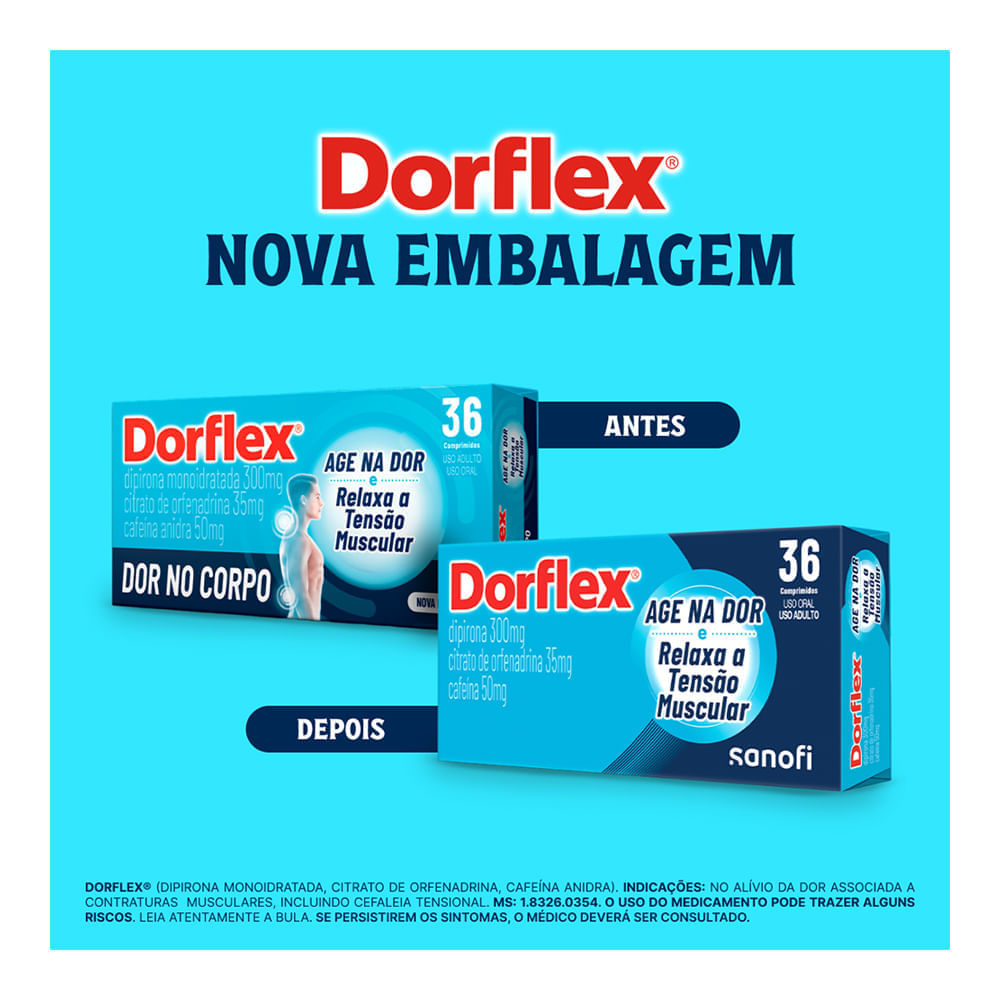 Analgésico e Relaxante Muscular Dorflex 300mg + 35mg + 50mg 36 Comprimidos - Drogaria Sao Paulo