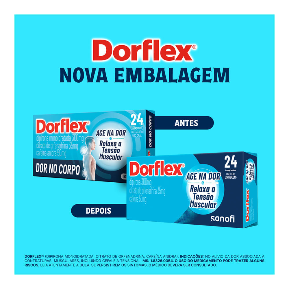 Analgésico e Relaxante Muscular Dorflex 300mg + 35mg + 50mg 24 Comprimidos - Drogaria Sao Paulo