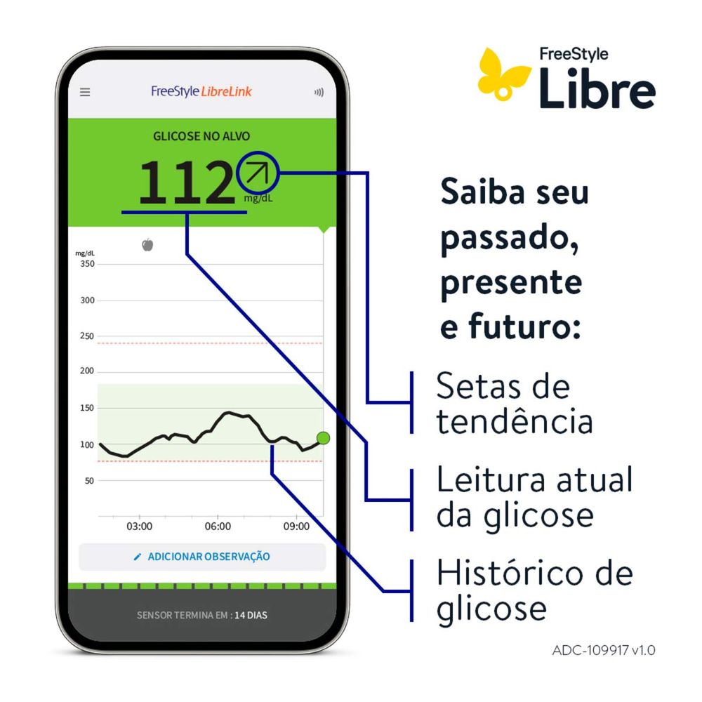 Sensor Para Monitoramento De Glicose Freestyle Libre Digital 1 Unidade ...