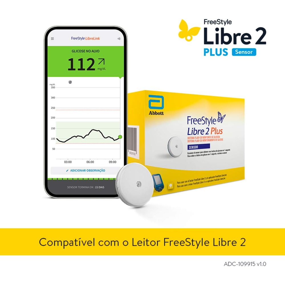 Sensor Freestyle Libre 2 Plus Abbott 1 Unidade - Drogaria Sao Paulo