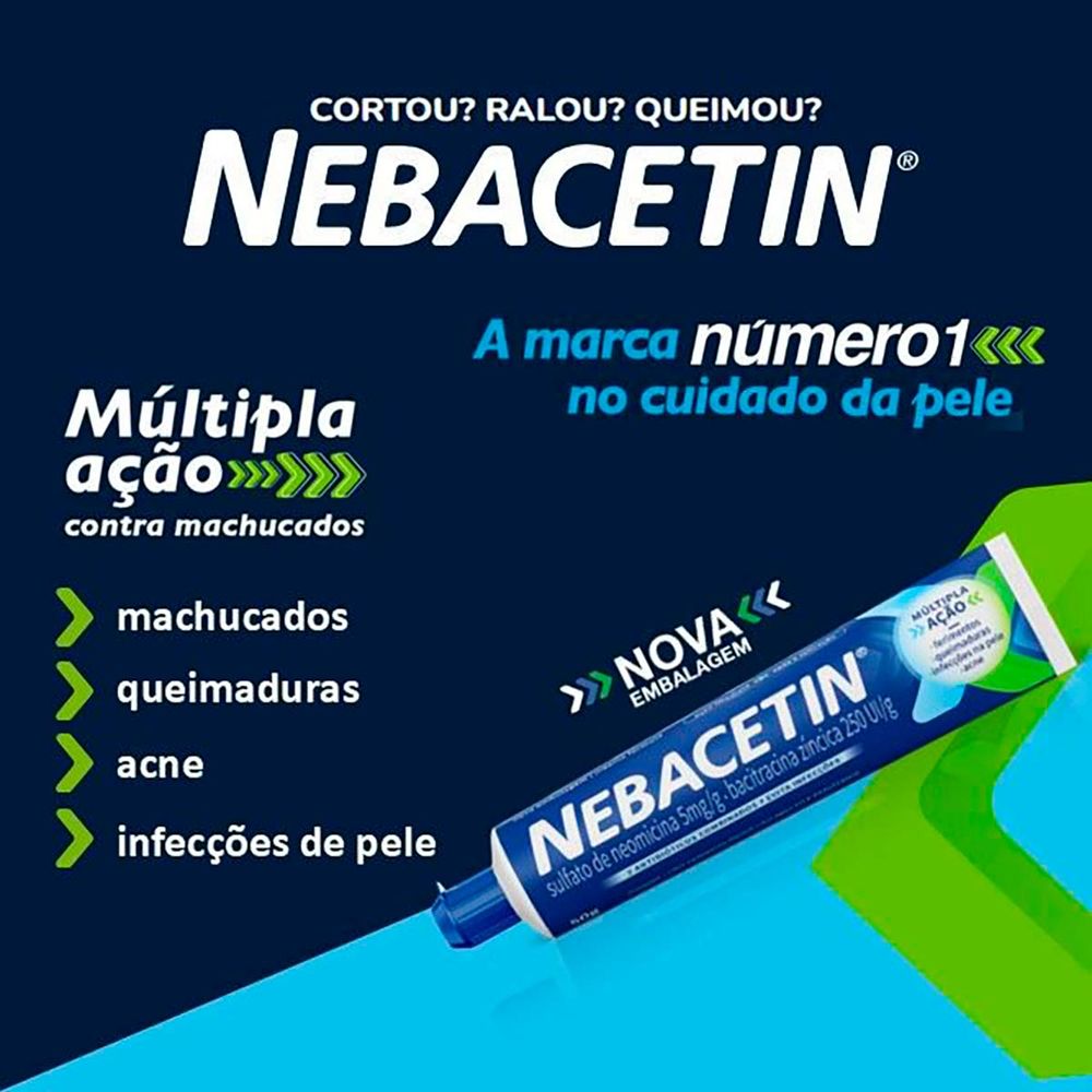Antibiótico Nebacetin 50g Pomada Dermatológica - Drogaria Sao Paulo