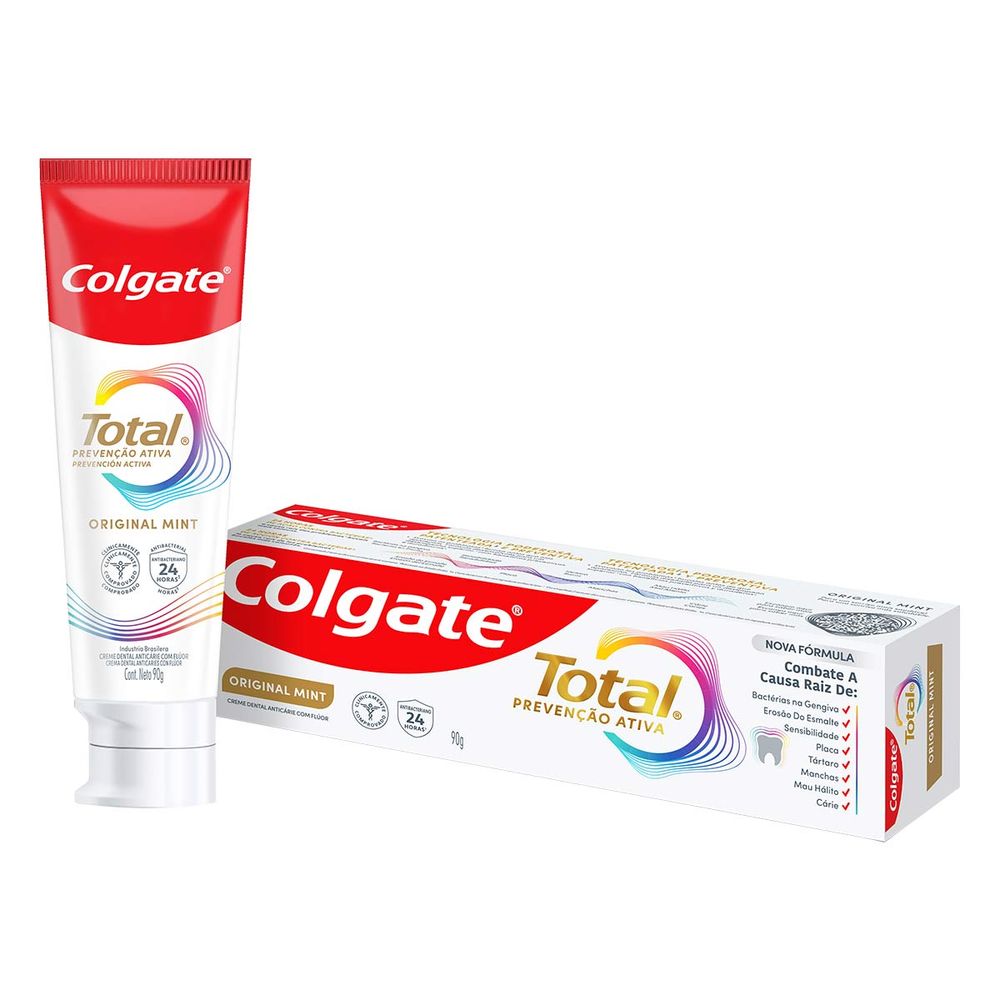 Creme Dental Colgate Total Mint Original Prevenção Ativa 90g - Drogaria ...