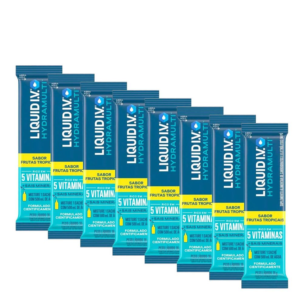Kit Suplemento Alimentar Liquid I.V. Hydramulti Frutas Tropicais 16g em ...