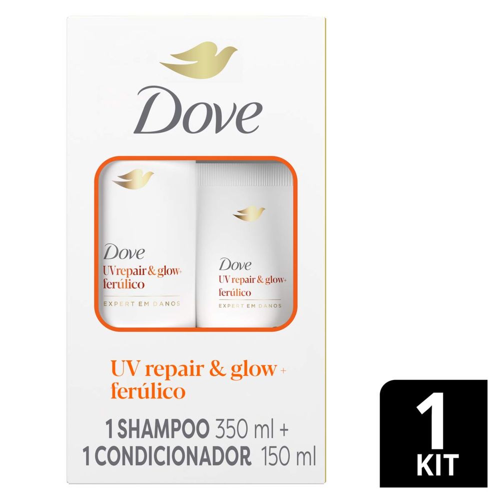 Kit Shampoo 350ml + Condicionador 150ml Dove UV Repair & Glow + Ferúlico - Drogaria Sao Paulo