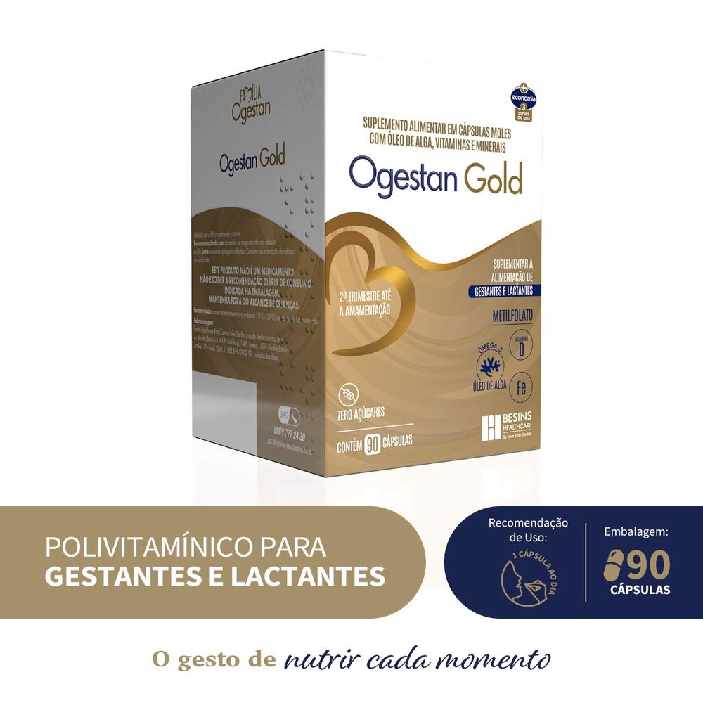 Ogestan Gold Besins Healthcare 90 Cápsulas - Drogaria Sao Paulo