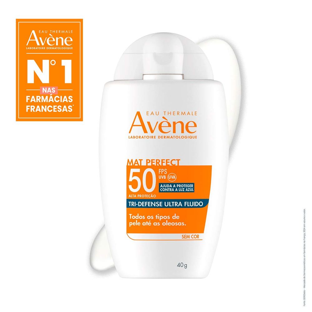 Protetor Solar Facial Avène FPS 50 Mat Perfect Sem Cor 40g Ultra Fluido ...