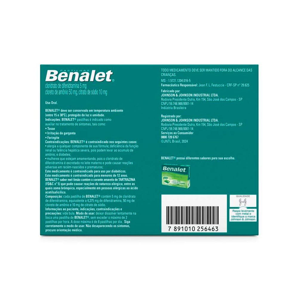 Benalet Mel/Limão 12 Pastilhas - Drogaria Sao Paulo