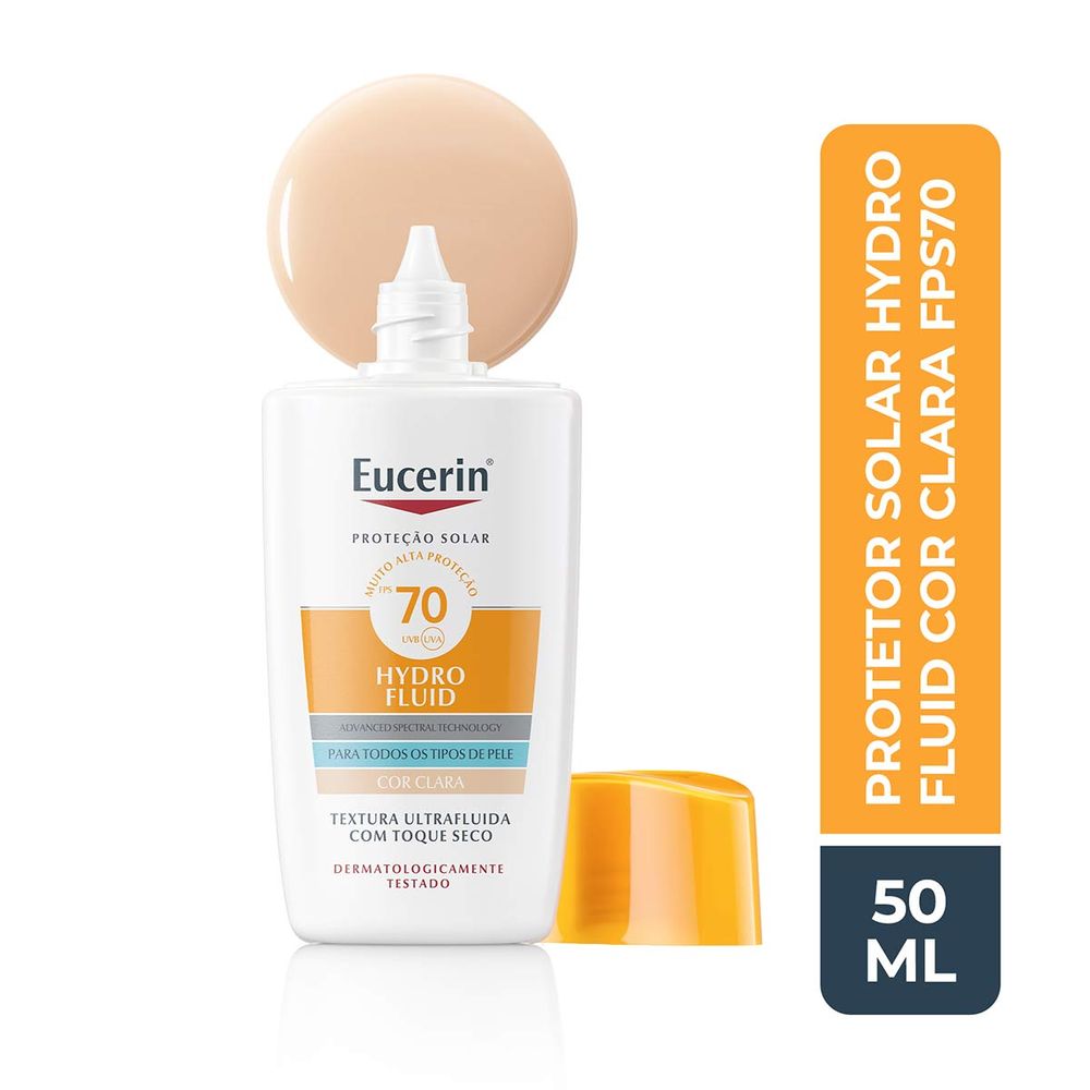 Protetor Solar Facial Eucerin FPS 70 Hydro Fluid Cor Clara 50ml ...