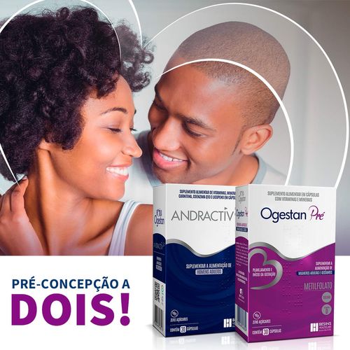 Kit Suplemento Alimentar Andractiv 30 Cápsulas + Ogestan Pré 30 ...