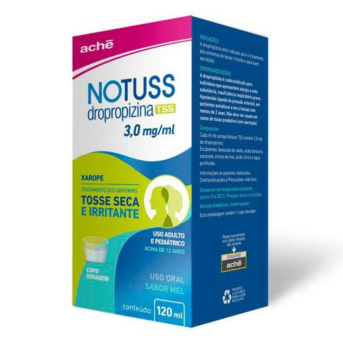 Notuss TSS 3,0mg/mL Aché Xarope 120ml - Drogaria Sao Paulo