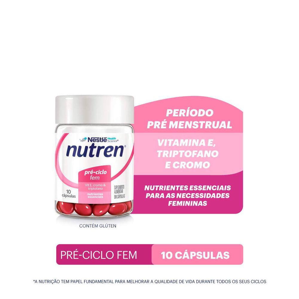 Suplemento Alimentar Nutren Triptofano Pré-Ciclo FEM 10 Cápsulas ...
