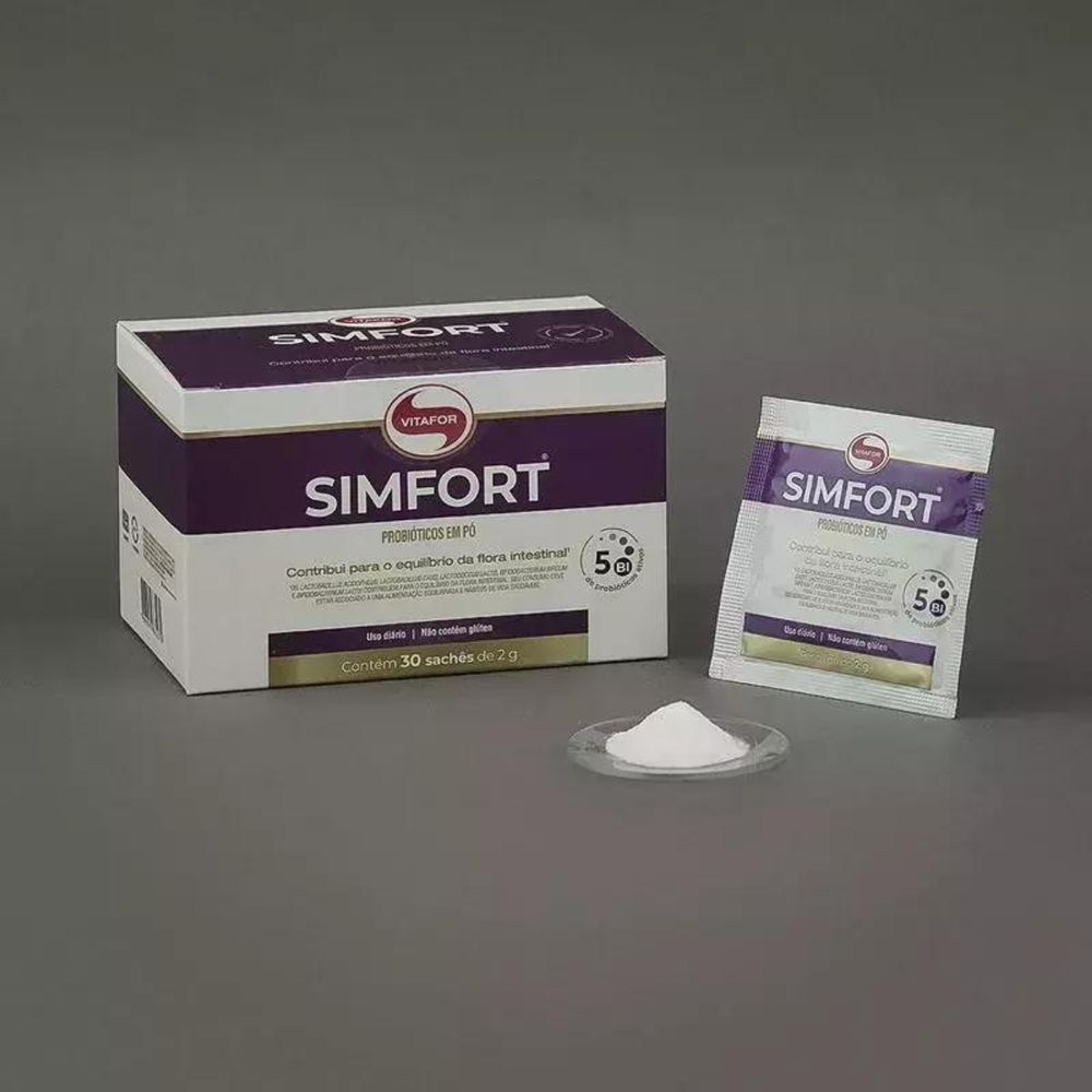 Kit 2X: Simfort Plus Probiótico com 4 Espécies 2g Vitafor 30 Sachês ...