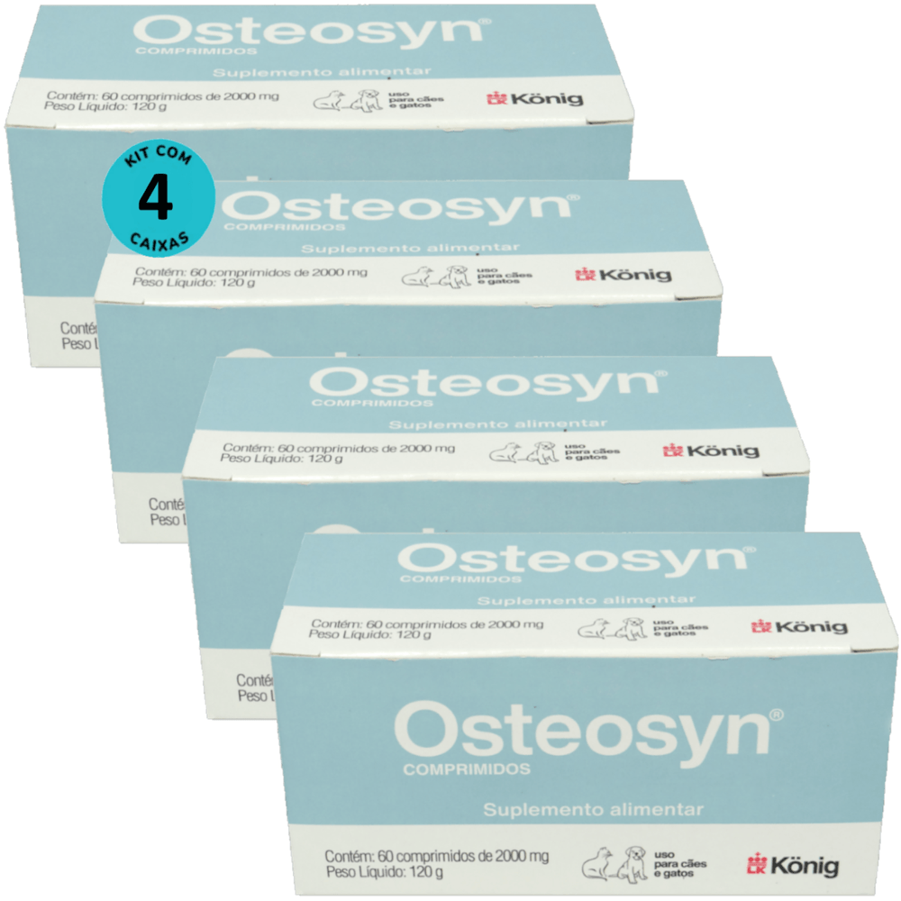 Osteosyn 2000mg Com 60 Comprimidos Para Cães e Gatos Raças Grandes Kit ...