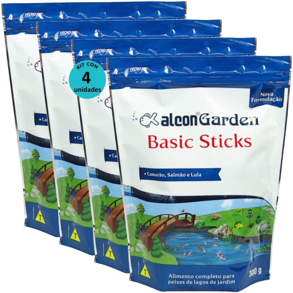 ALCON GARDEN BASIC STICKS 300G ALIMENTO PARA PEIXES KIT COM 4 ...