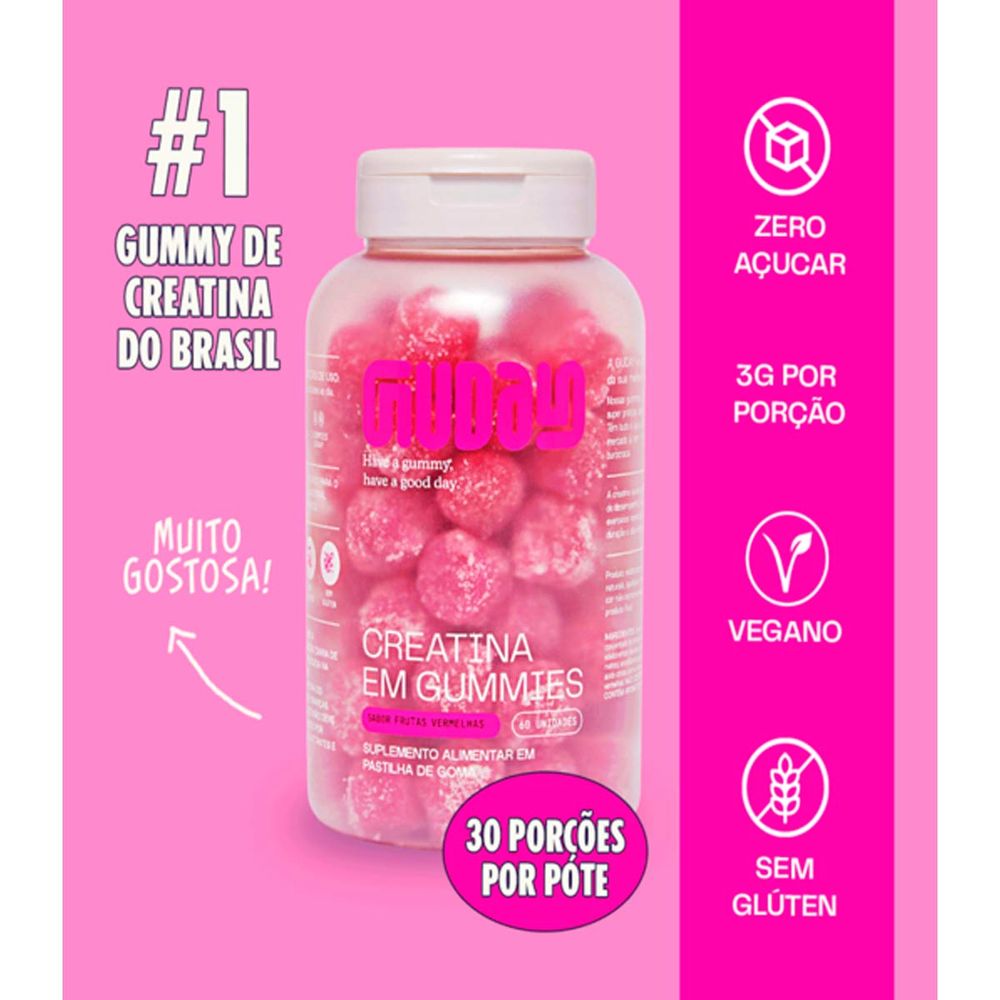 Creatina Guday Frutas Vermelhas 60 Gomas - Drogaria Sao Paulo
