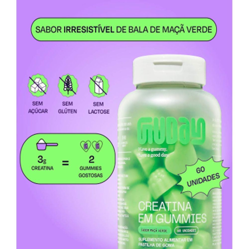 Creatina Guday Maçã Verde 60 Gomas - Drogaria Sao Paulo