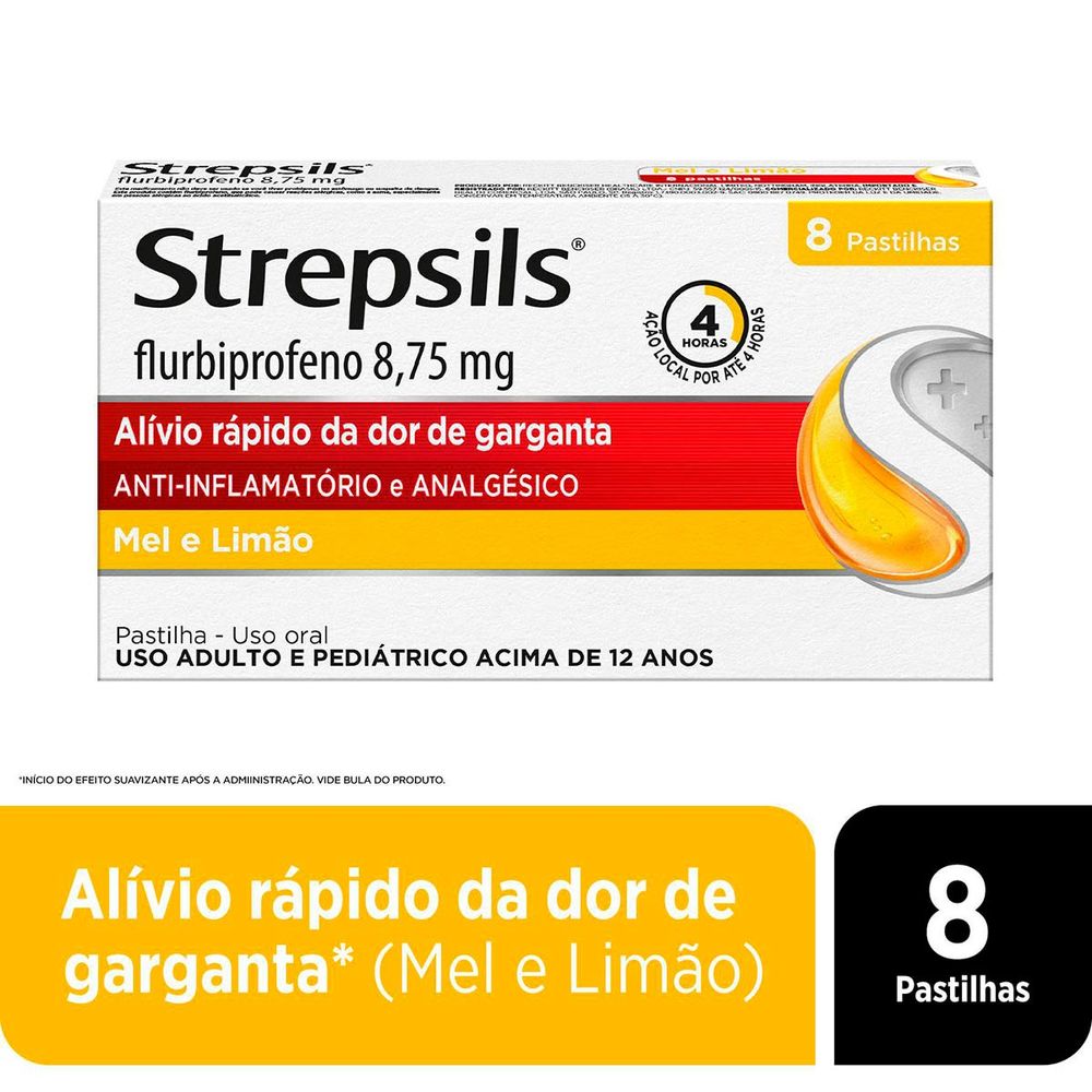 Anti-inflamatório e Analgésico Strepsils Mel e Limão 8 Pastilhas ...