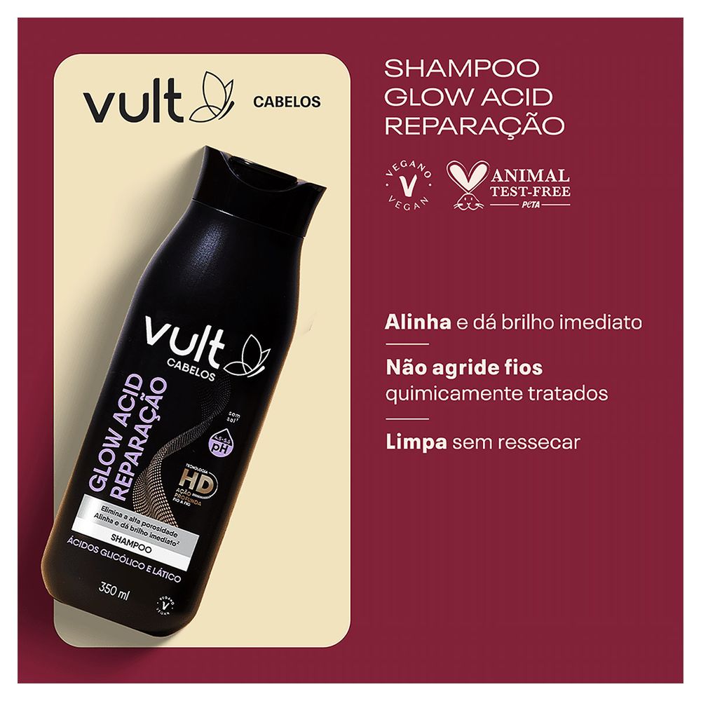 Shampoo Vult Glow Acid Reparação 350ml - Drogaria Sao Paulo
