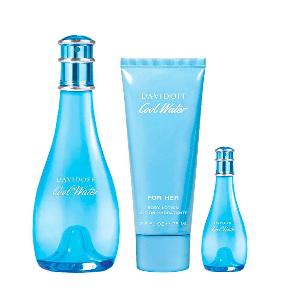 Kit Davidoff Cool Water Feminino - Eau de Toilette 100ml + 15ml + Body ...
