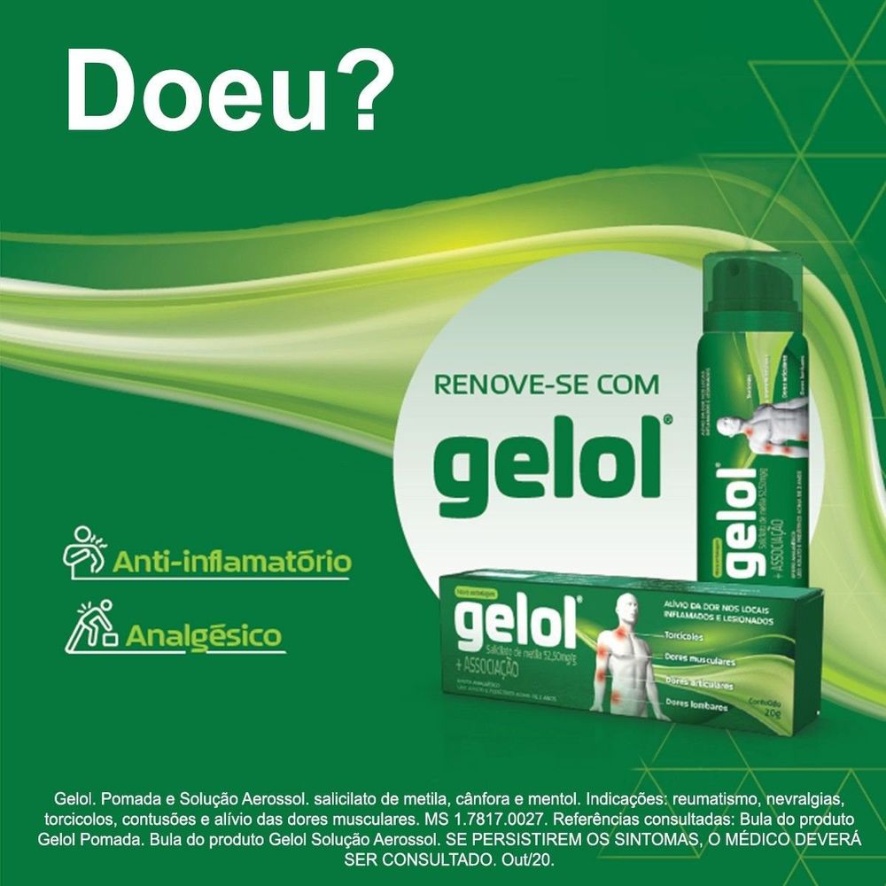 Analgésico Gelol Pomada 20g - Drogaria Sao Paulo