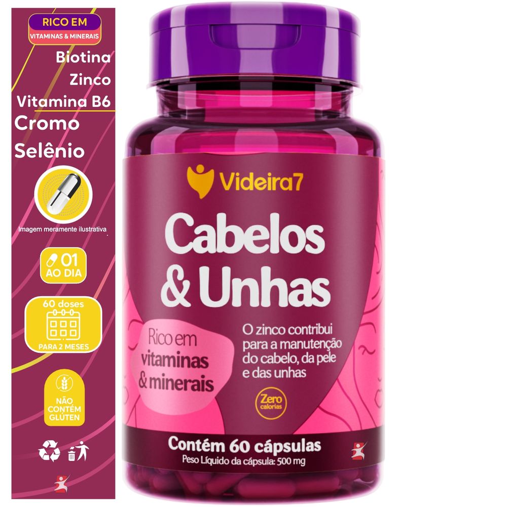 KIT 5 CABELOS E UNHAS RICO EM VITAMINAS E MINERAIS 60 CAPSULAS CADA ...