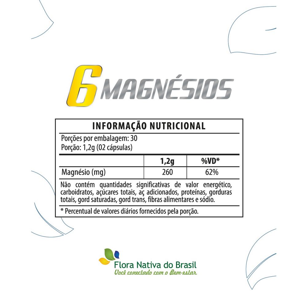 Kit 3x 6 Magnésios 60 Cápsulas - Flora Nativa Sabor Sem Sabor ...