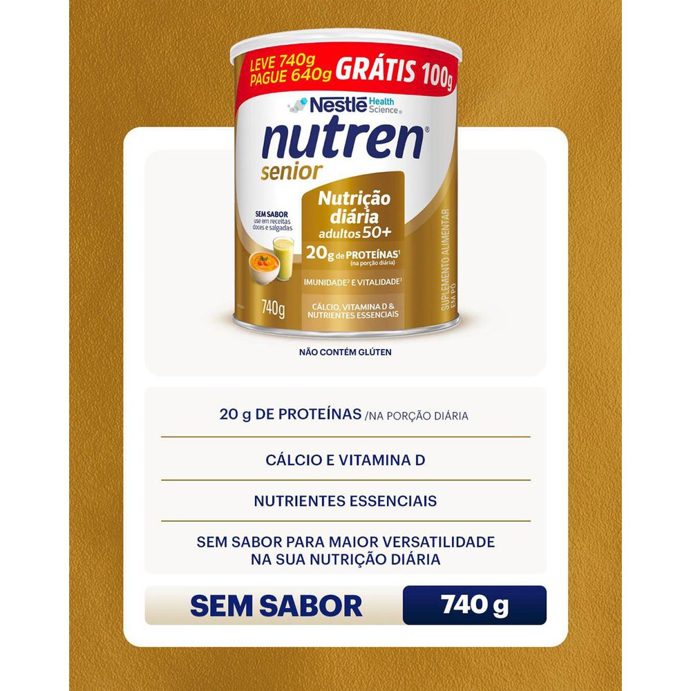 Suplemento Alimentar Nutren Senior sem Sabor 740g - Drogaria Sao Paulo