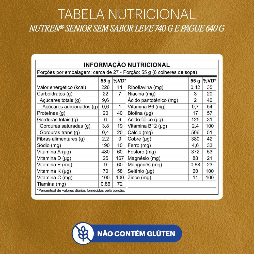 Suplemento Alimentar Nutren Senior sem Sabor 740g - Drogaria Sao Paulo