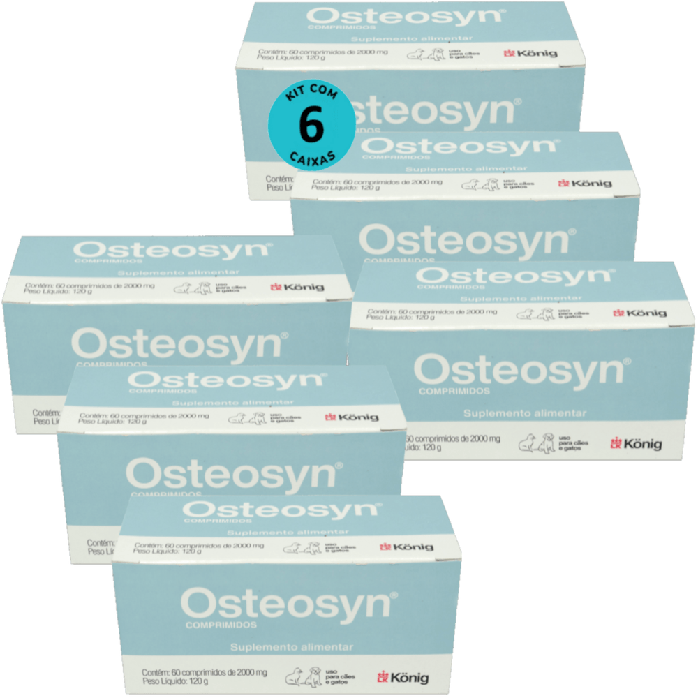 Osteosyn 2000mg Com 60 Comprimidos Para Cães e Gatos Raças Grandes Kit ...