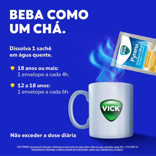 Chá para Gripe Vick Pyrena Sabor Mel e Limão 5g - Drogaria Sao Paulo