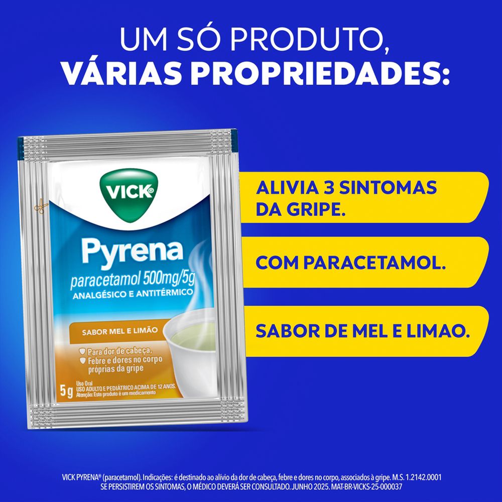 Chá para Gripe Vick Pyrena Sabor Mel e Limão 5g - Drogaria Sao Paulo