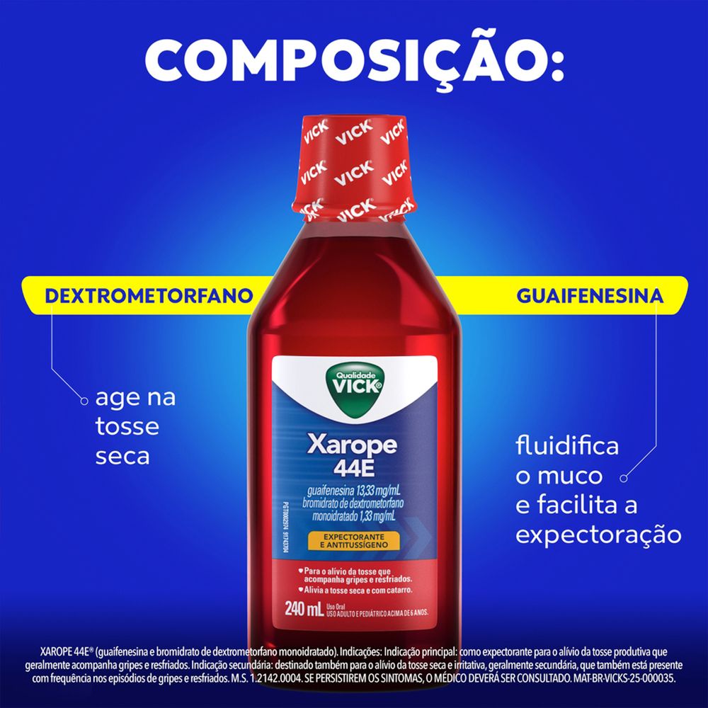 Expectorante Vick 44E 240ml Xarope - Drogaria Sao Paulo