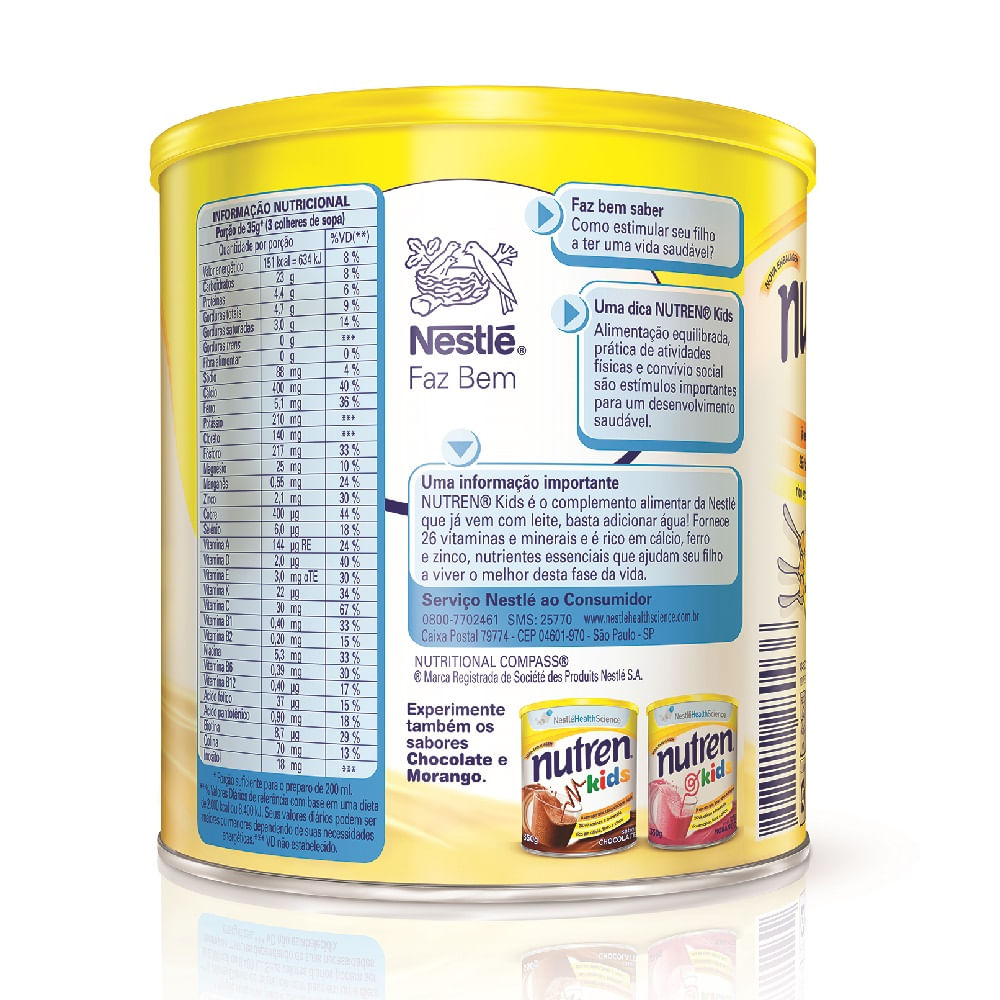 Suplemento Alimentar Nestlé Nutren Kids Baunilha 350g 2 Unidades ...
