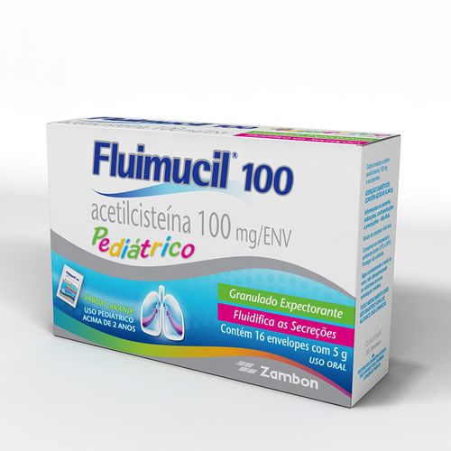 Fluimucil 100mg Zambon 16 Envelopes - Drogaria Sao Paulo