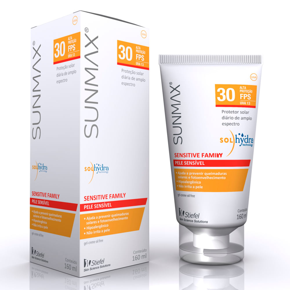 Protetor Solar Sunmax Sensitive Family Gel Creme FPS 30 Stiefel 160ml ...