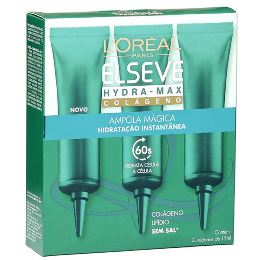 Ampola de Tratamento Elsève Hidramax Colágeno 15ml 3 Unidades ...