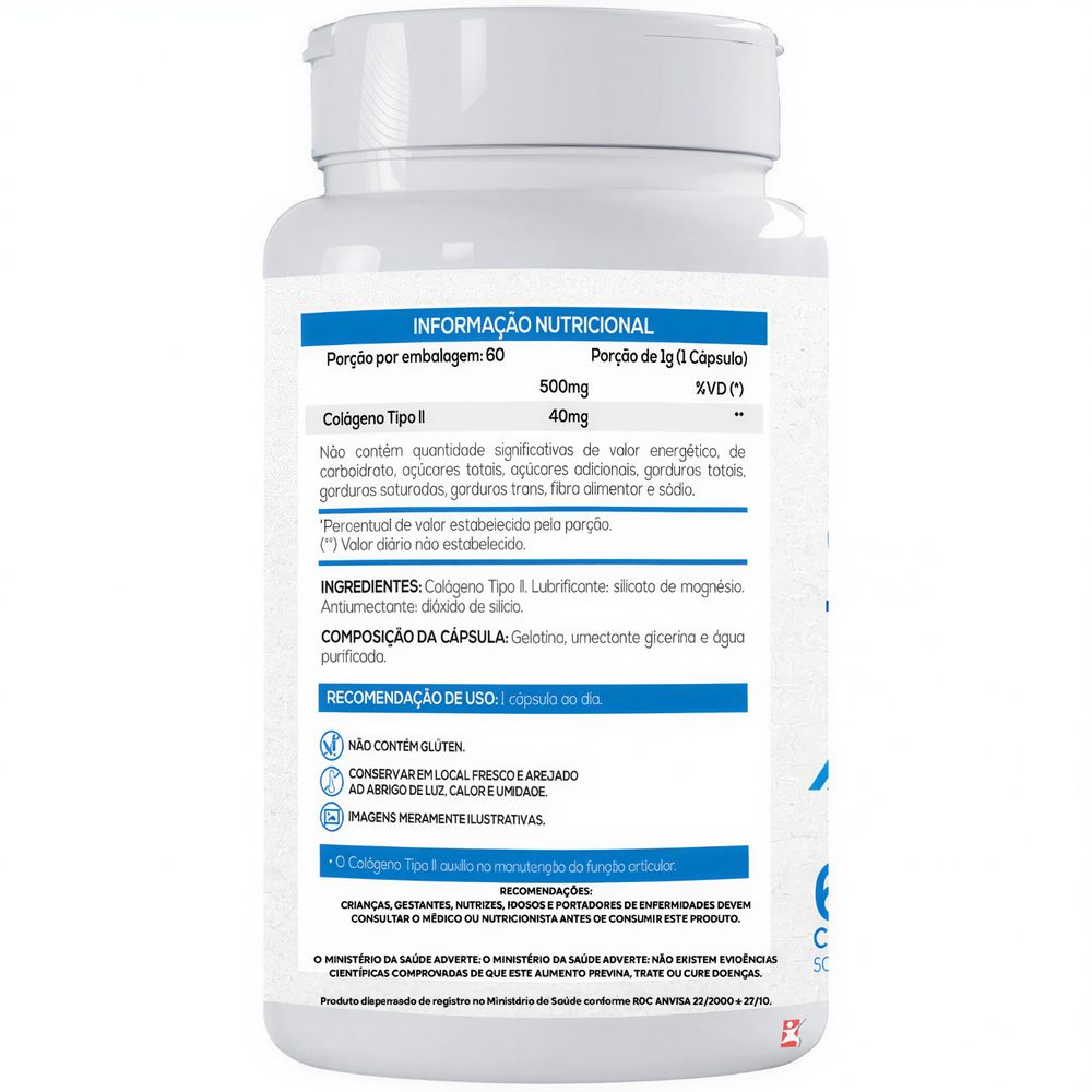 COLAGENO TIPO II 40MG 1 AO DIA 60 CÁPSULAS ALTO RENDIMENTO - BIONUTRI ...