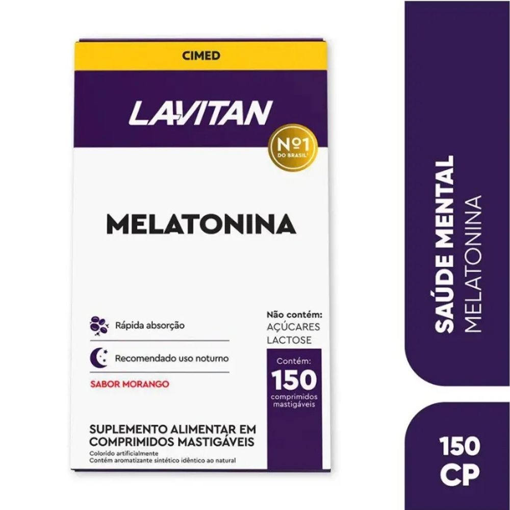 Suplemento Alimentar Lavitan Melatonina Morango com 150 Comprimidos ...