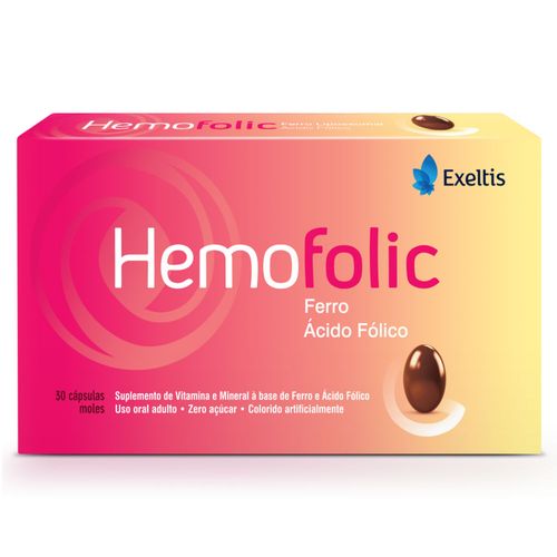 Hemofolic Ferro e Ácido Fólico Exeltis 30 Cápsulas Gelatinosas ...