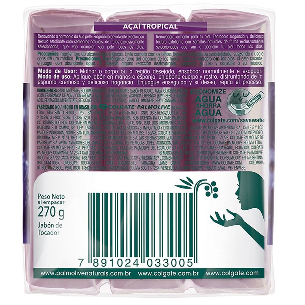 Sabonete Palmolive Natureza Secreta Açaí Tropical 90g 3 Unidades ...