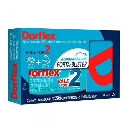 Analgésico e Relaxante Muscular Dorflex 300mg + 35mg + 50mg 36 Comprimidos + Porta Blíster ...