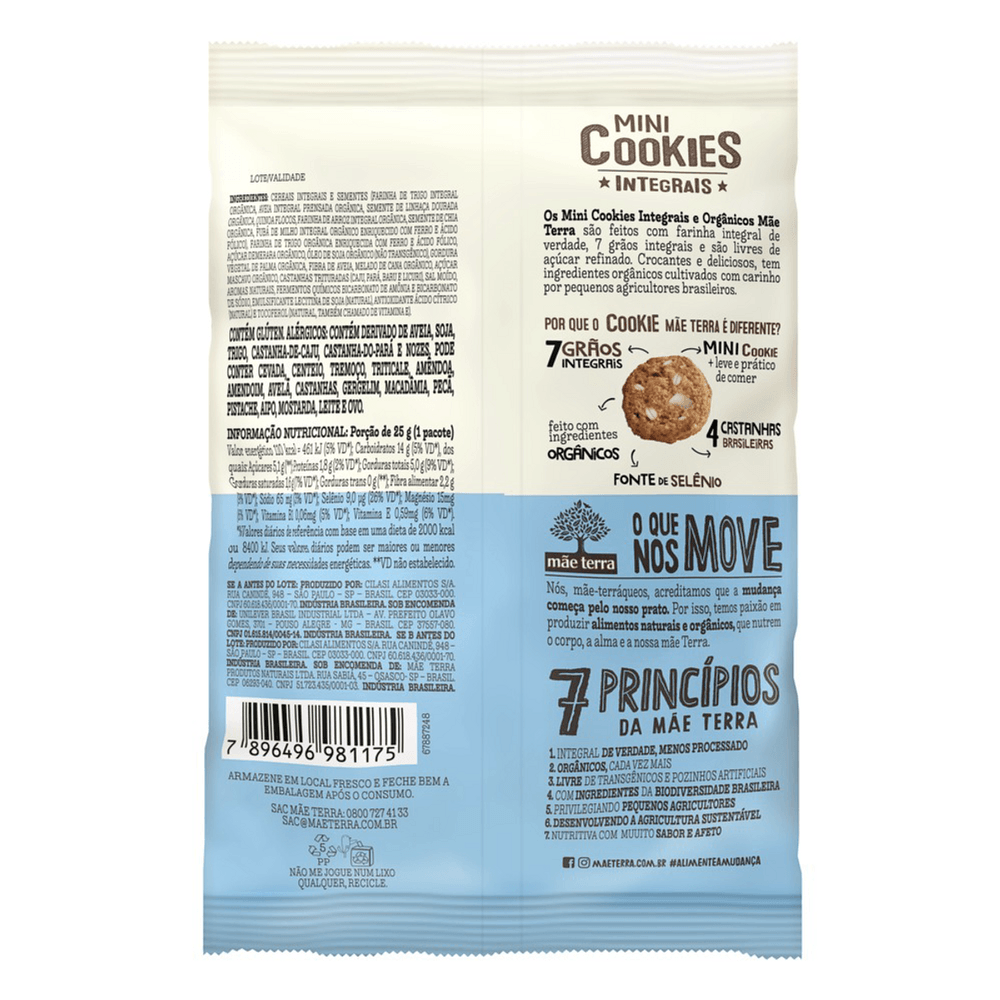Mini Cookie Integral Tribos Castanhas Brasileiras Mãe Terra 25g ...
