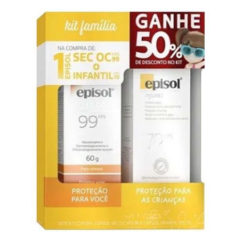 Kit Episol Protetor Solar Facial FPS45 + Protetor Solar Infantil FPS70 ...