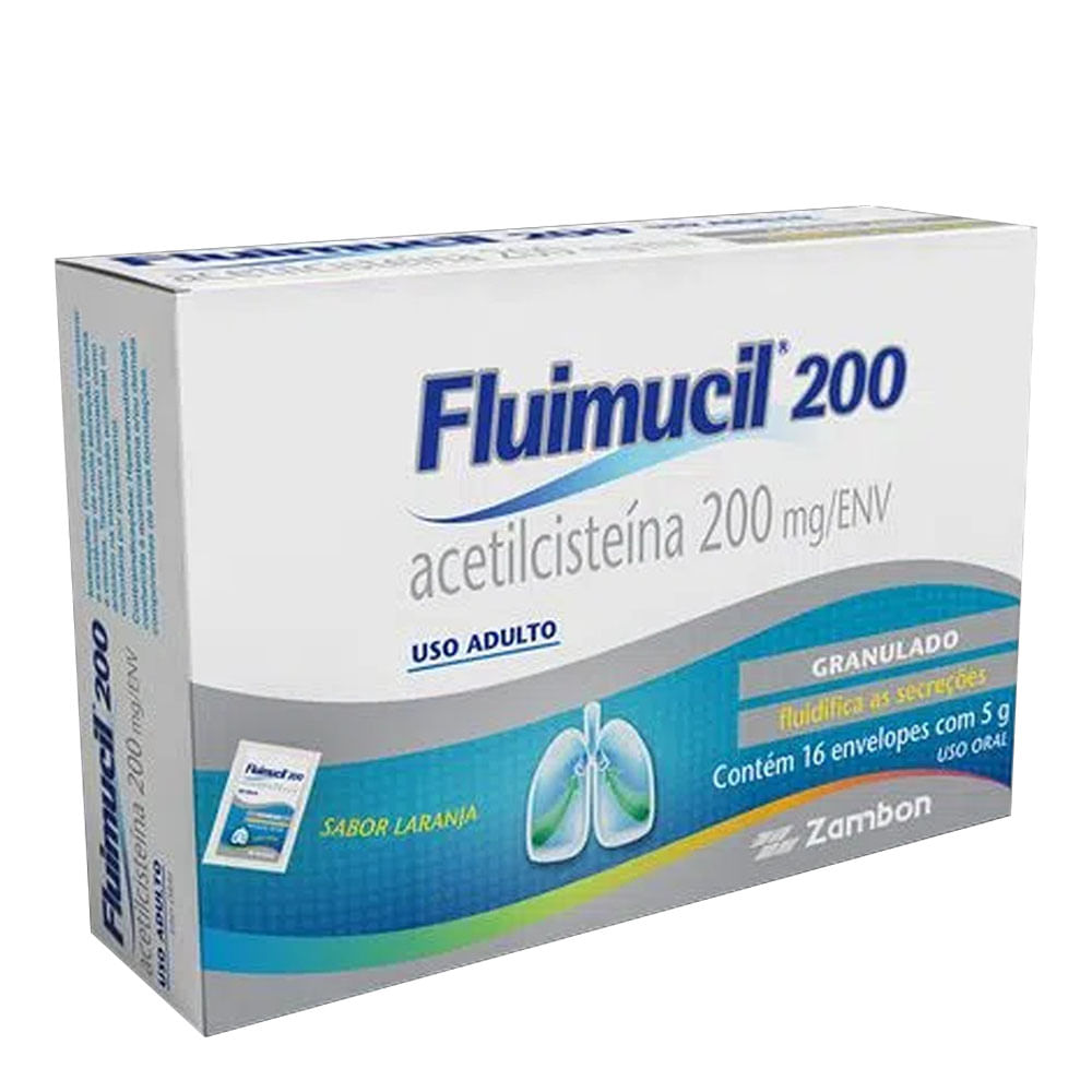Fluimucil 200mg Zambon 16 Envelopes - Drogaria Sao Paulo