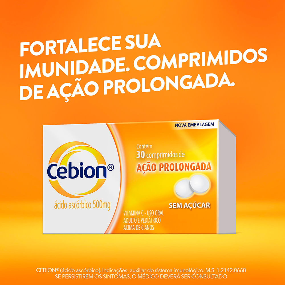 Vitamina C Cebion 500mg P&G Ação Prolongada 30 Comprimidos - Drogaria ...