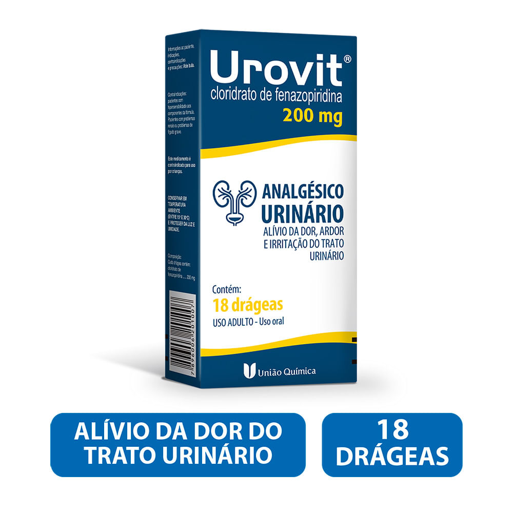 Urovit 200mg União Química 18 Drágeas - Drogaria Sao Paulo