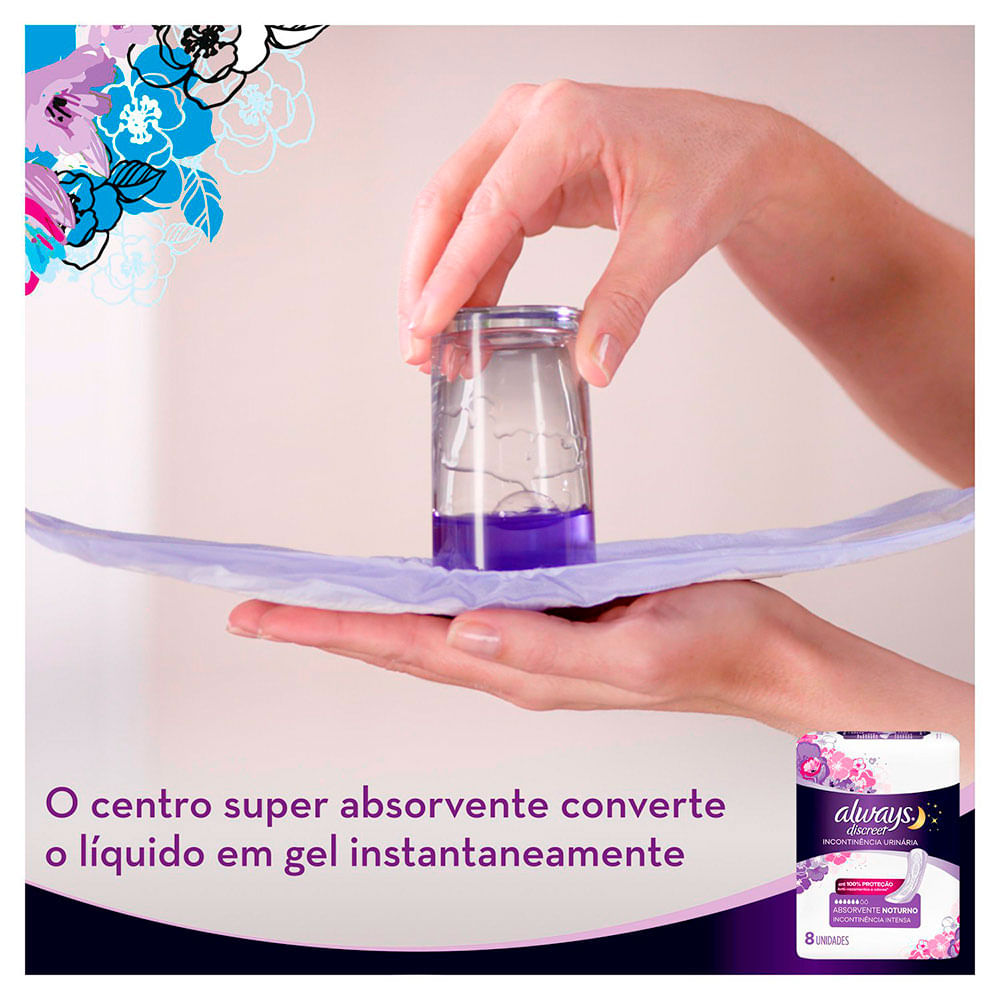 Absorvente Noturno Always Discreet Incontinência Urinária 8 Unidades ...